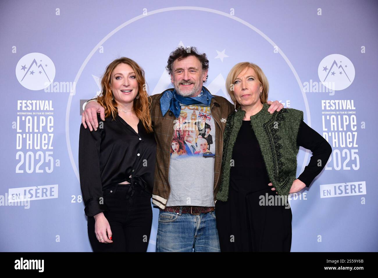 Alpe Huez, France. 13th Jan, 2025. The Les Tuche film crew, including ...