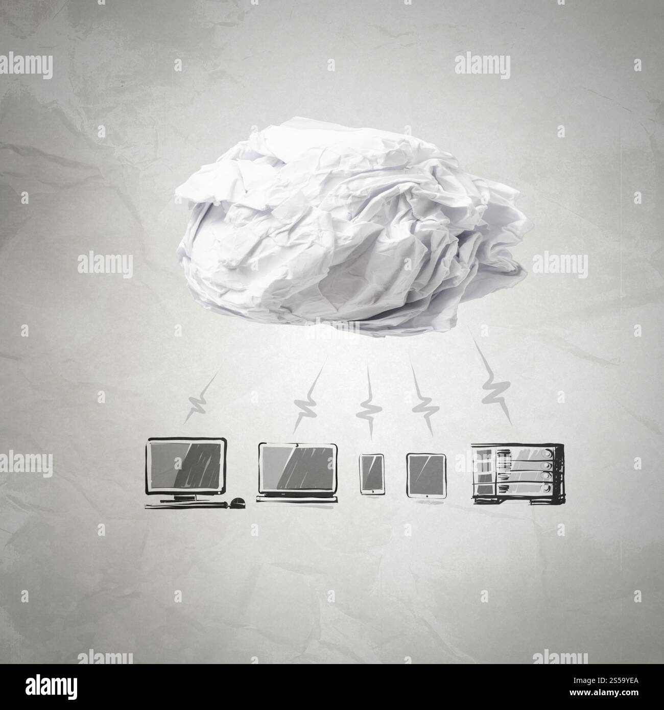 crumpled paper Cloud Computing diagram as concept Stock Photo - Alamy