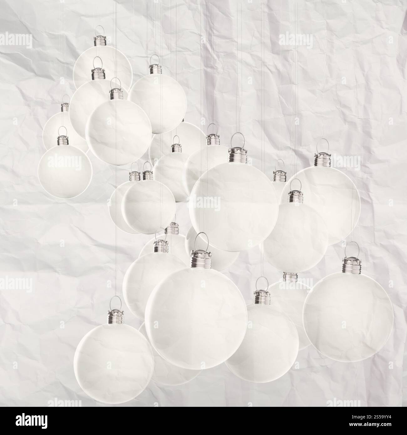 Christmas balls as vintage style on crumpled paper Stock Photo - Alamy