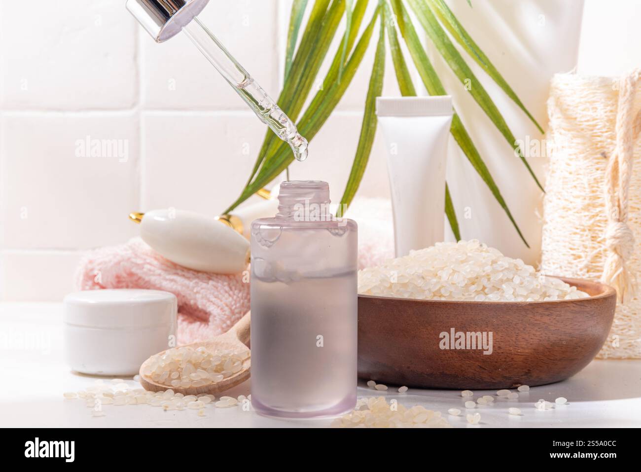 Rice Water Serum. Natural organic rice cosmetics. Fermented beauty care, wellness and spa ...