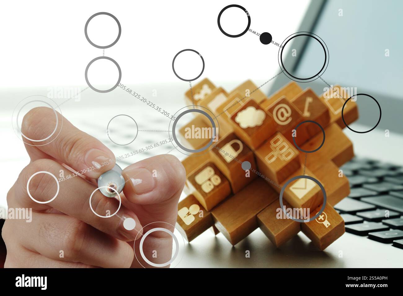 hand drawing blank flow chart on new modern computer as concept Stock ...