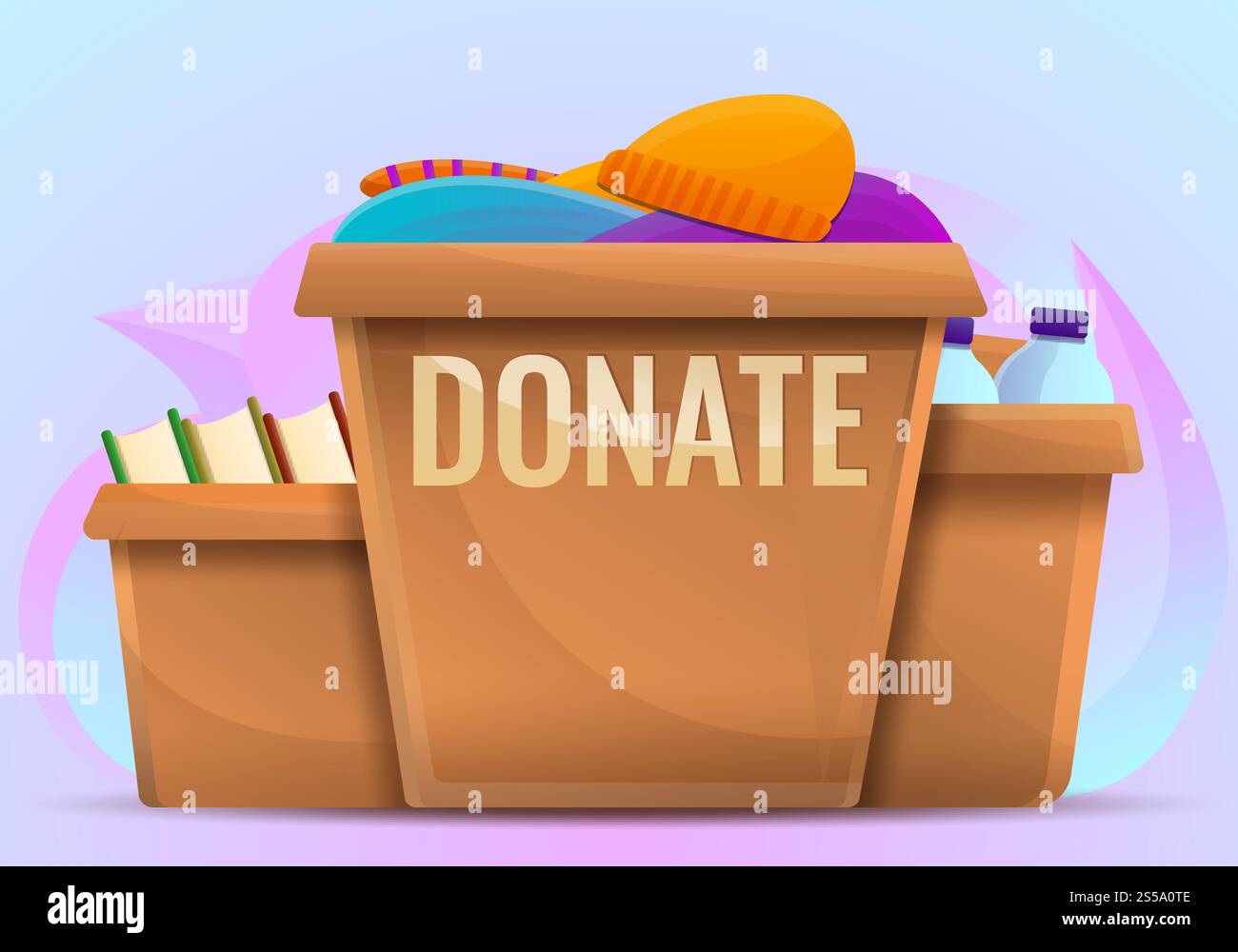 Donate boxes concept background. Cartoon illustration of donate boxes ...