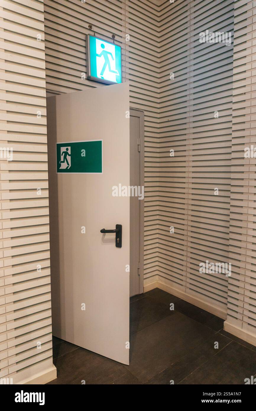 emergency exit from the clothing store. metal door that protects from ...