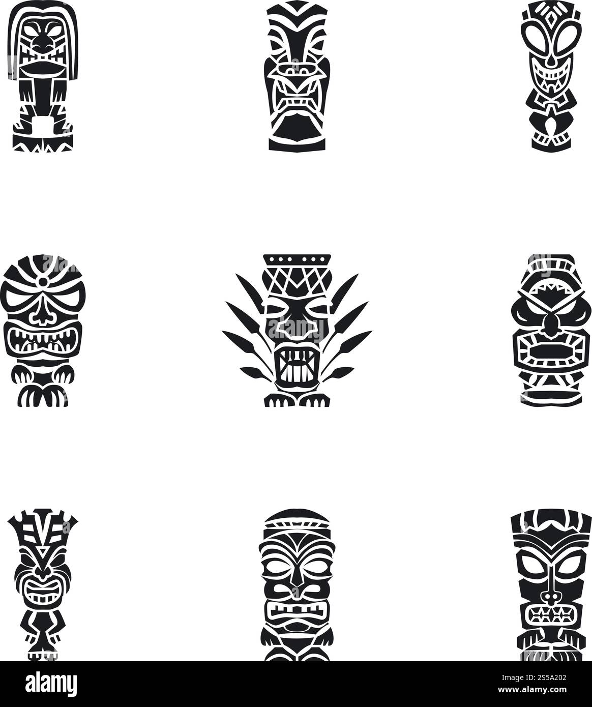 Tiki aztec idol icon set. Simple set of 9 tiki aztec idol vector icons ...