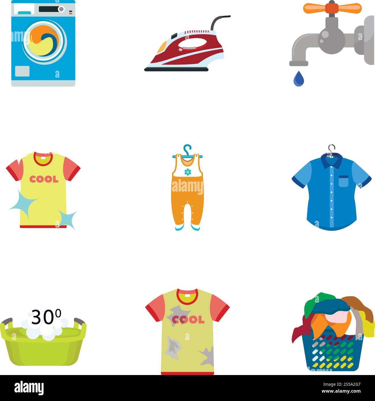 Laundry icon set. Flat set of 9 laundry vector icons for web design ...