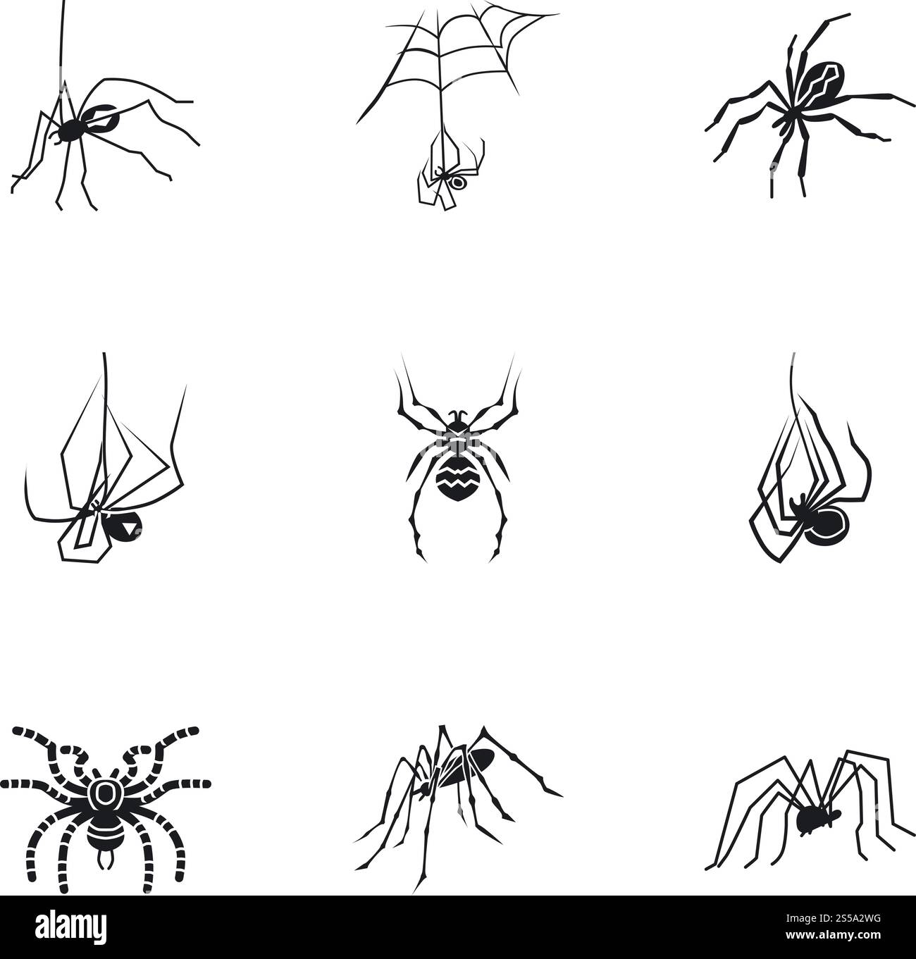Horror spider icon set. Simple set of 9 horror spider vector icons for ...