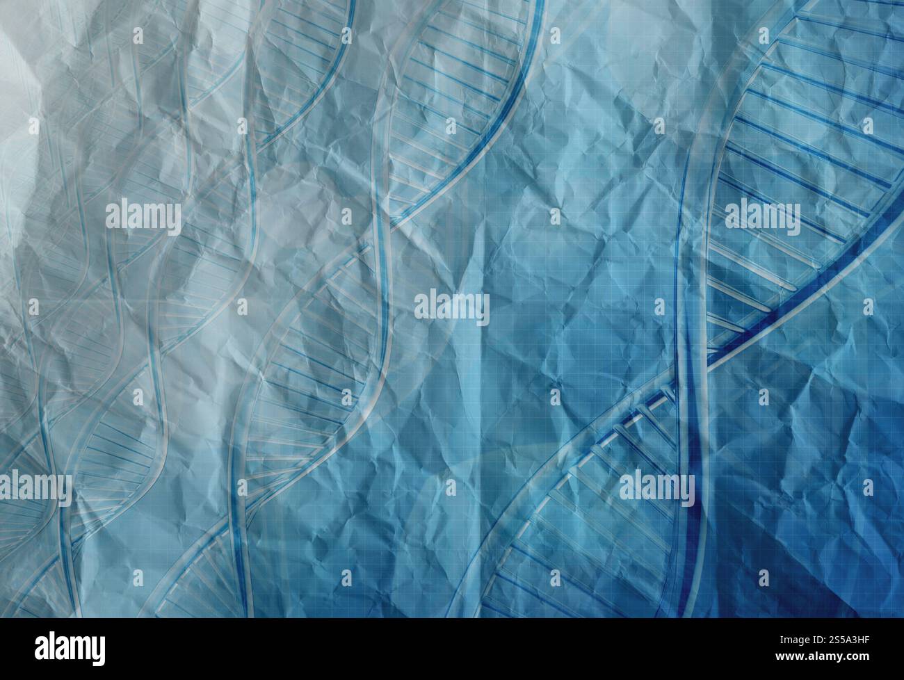 Abstract 3d molecules medica on crumpled paperl background Stock Photo ...