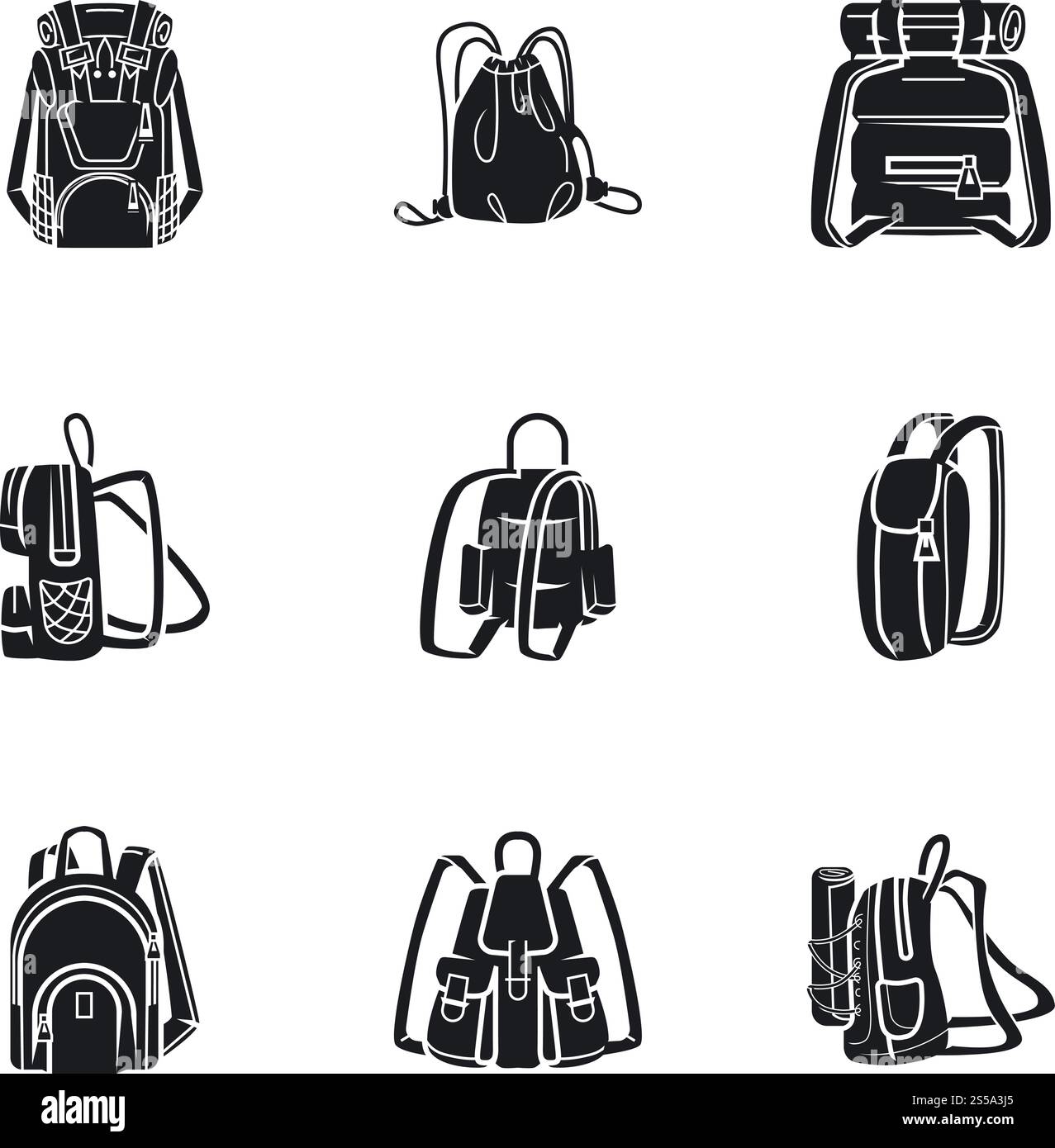 Tourist backpack icon set. Simple set of 9 tourist backpack vector ...