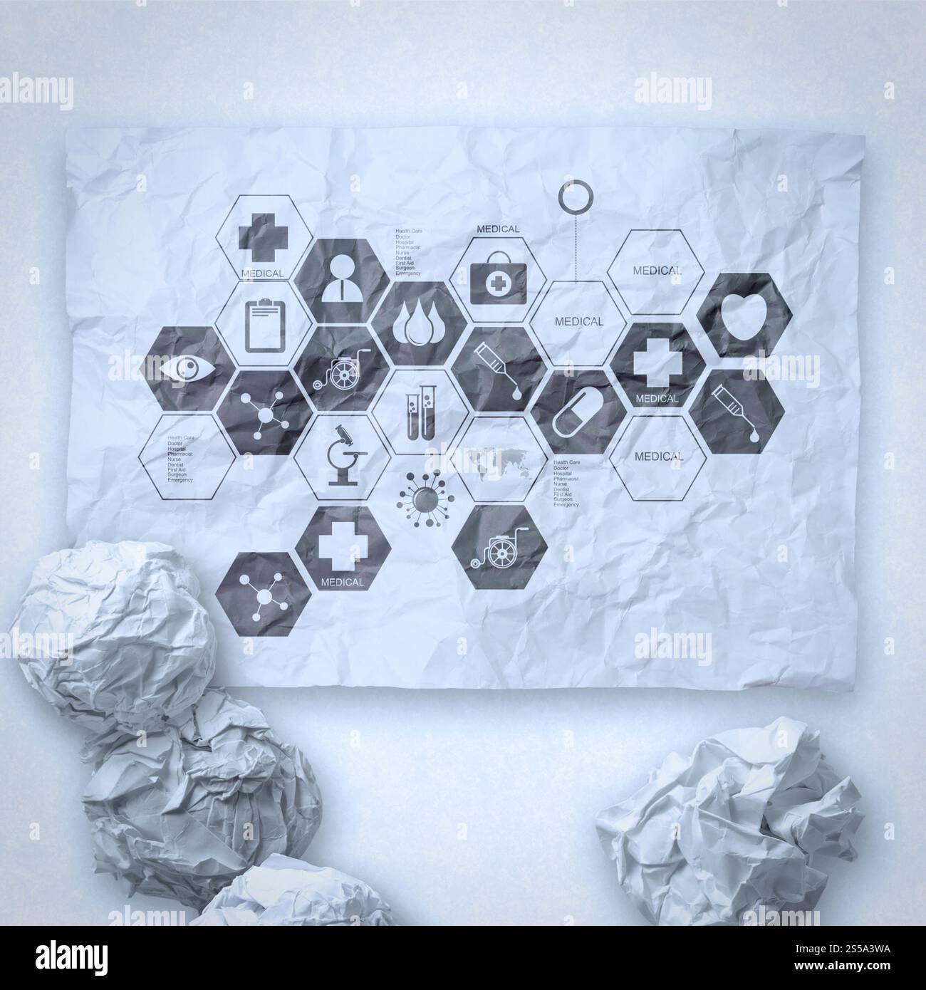 medical network on crumpled paper as concept Stock Photo - Alamy