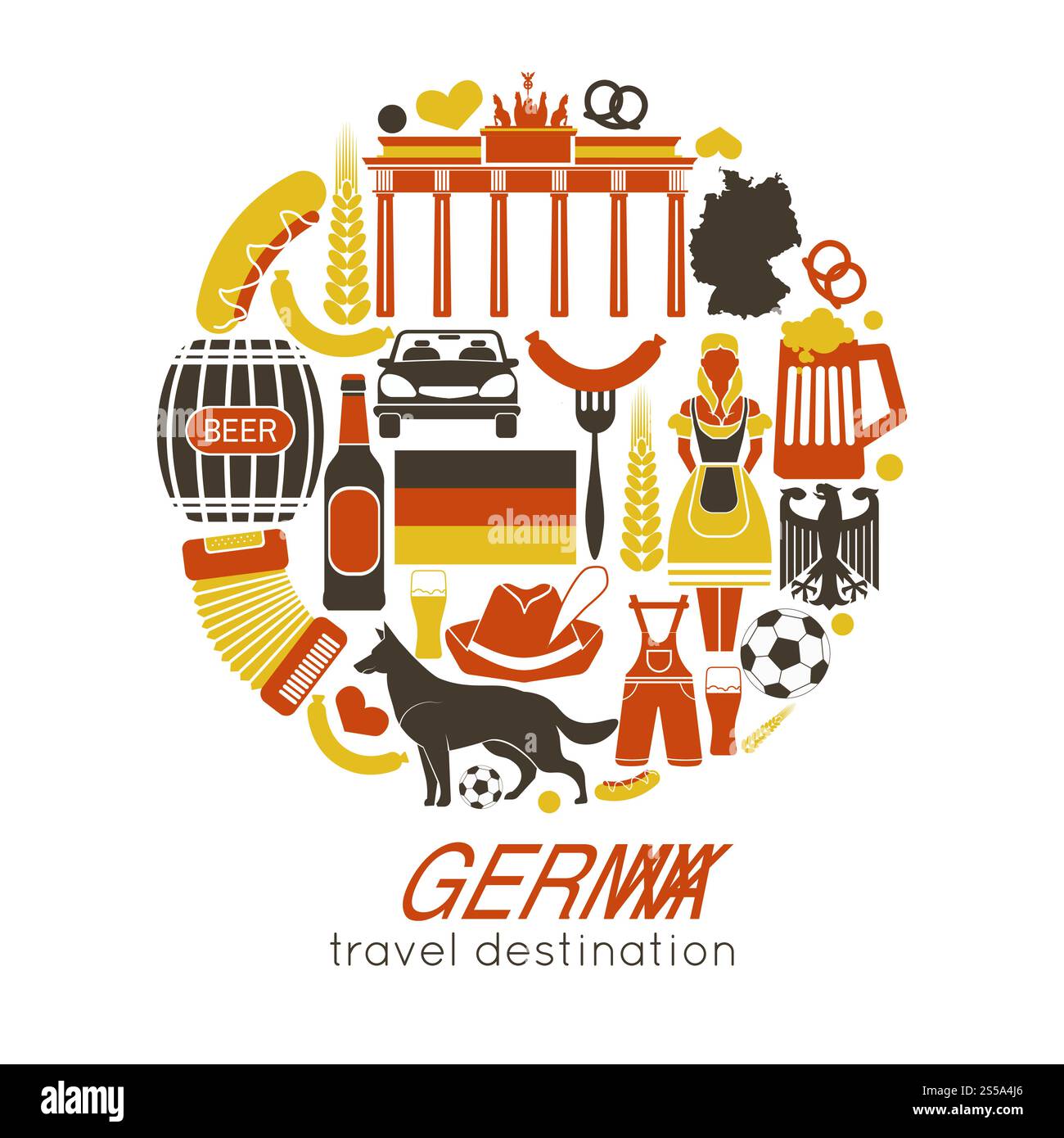 Travel Concept Germany Landmark Flat Icons Design. Set of country ...