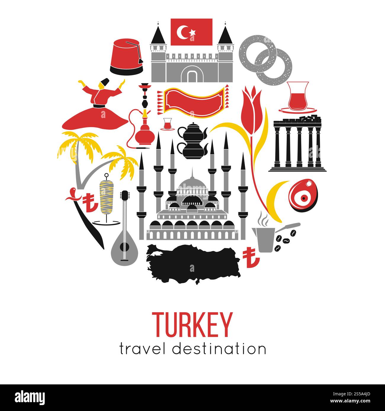 Set of country Turkey culture and traditional symbols. Collection icons ...