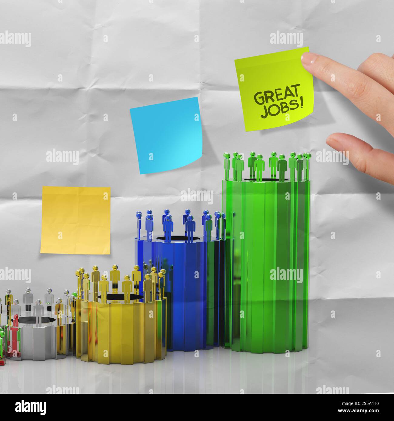 great job on sticky note with crumpled paper and graphic chart as ...