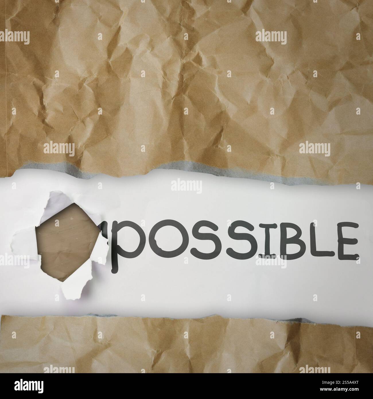 tear recycle envelope with crumpled paper through word impossible ...