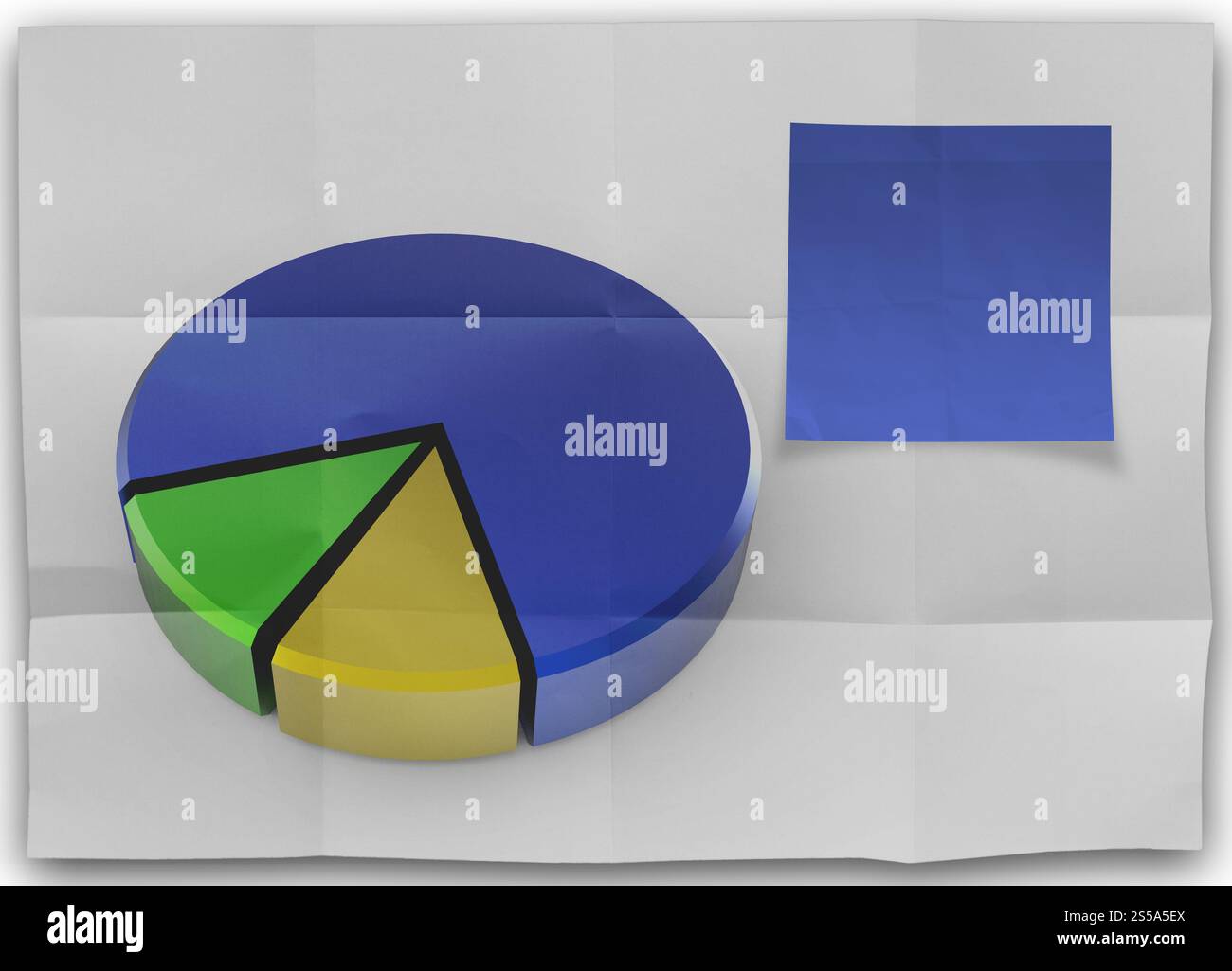 blank sticky note with crumpled paper and pie chart as concept Stock ...
