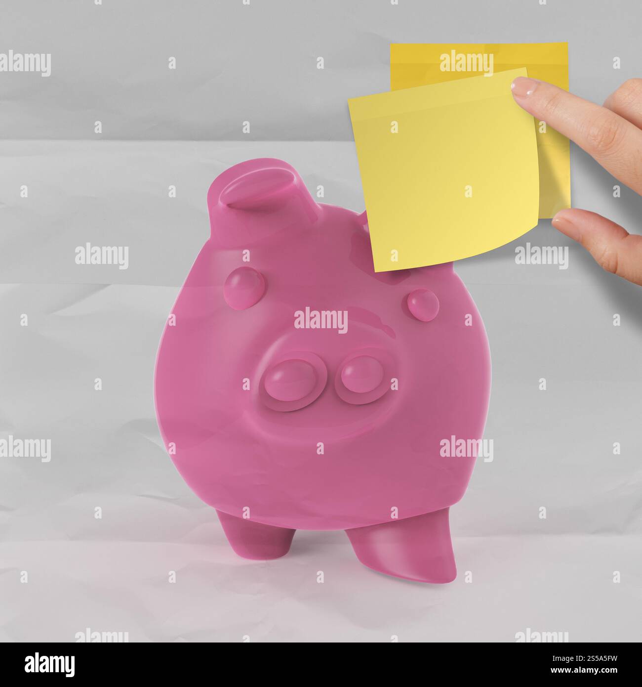 smart investment with sticky note on piggy bank 3d standing over coin ...