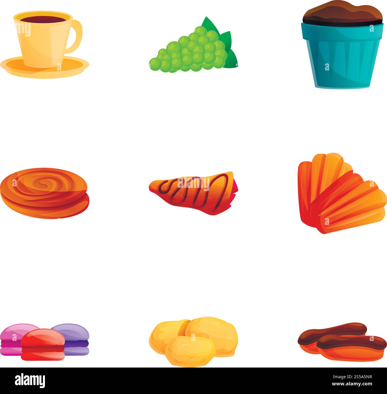 French breakfast icon set. Cartoon set of 9 french breakfast vector ...