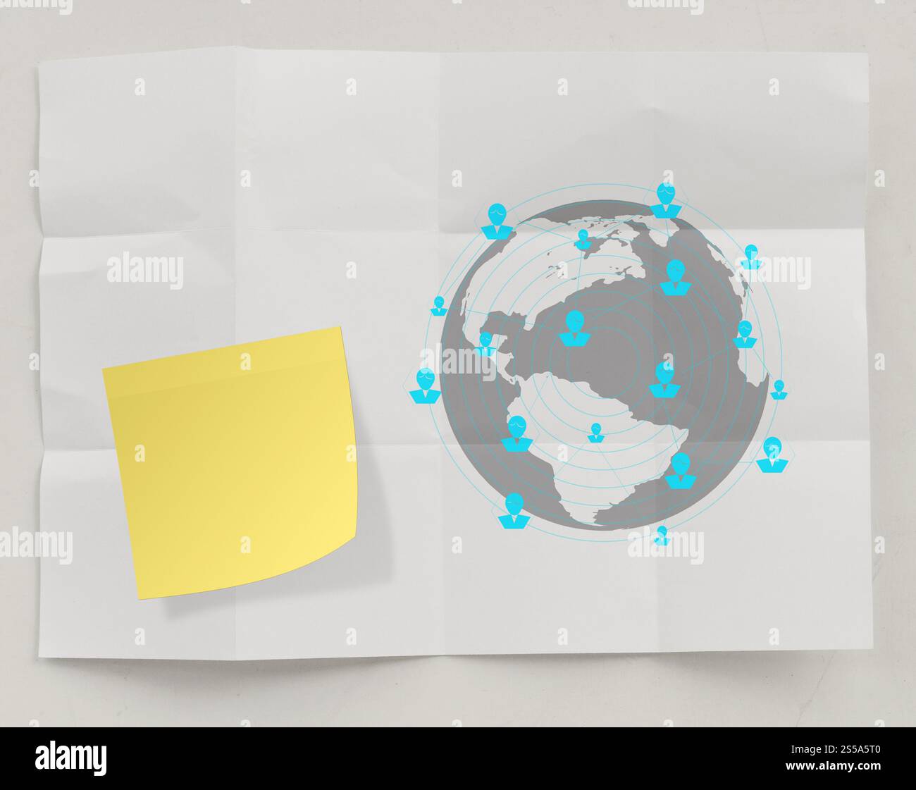 sticky note social network icon on crumpled paper background as concept ...