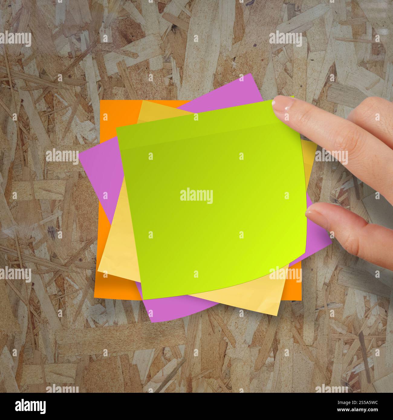 sticky notes on recycle wood desk top as concept Stock Photo - Alamy