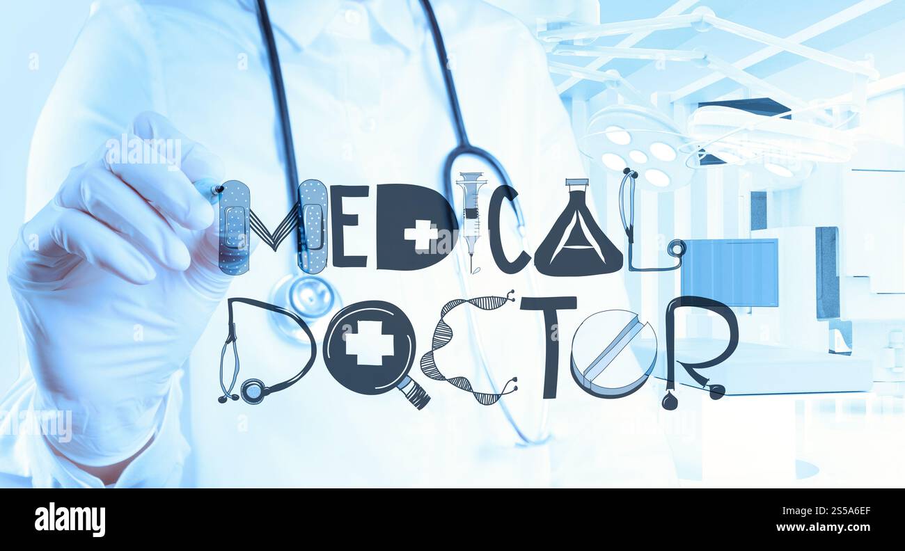 doctor hand drawing design word MEDICAL DOCTOR as concept Stock Photo ...