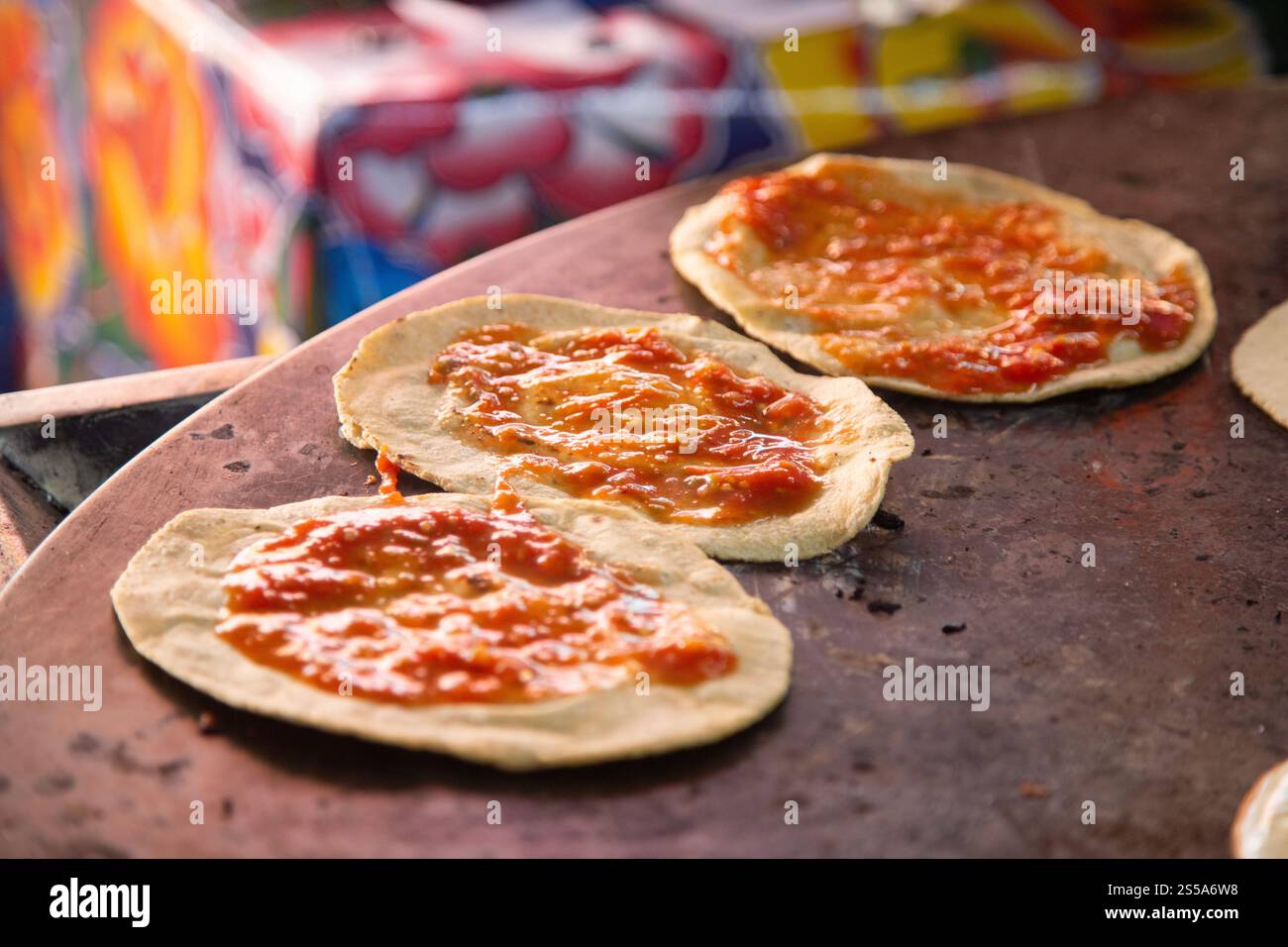 Cooking memelas in Oaxaca Central de Abastos Market with local cheese ...