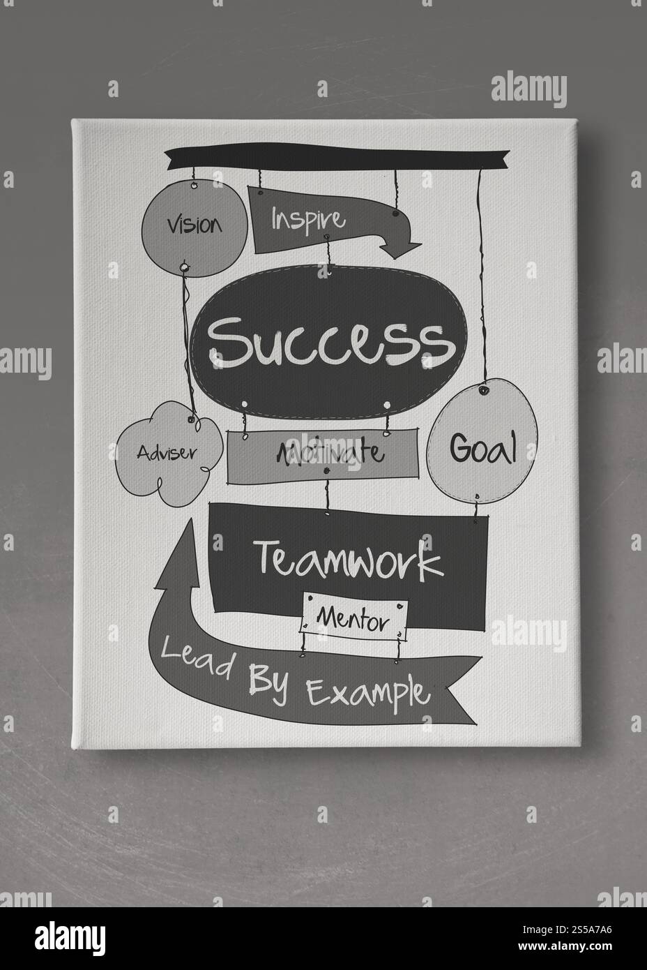 hand drawn SUCCESS business diagram on canvas board as concept Stock ...