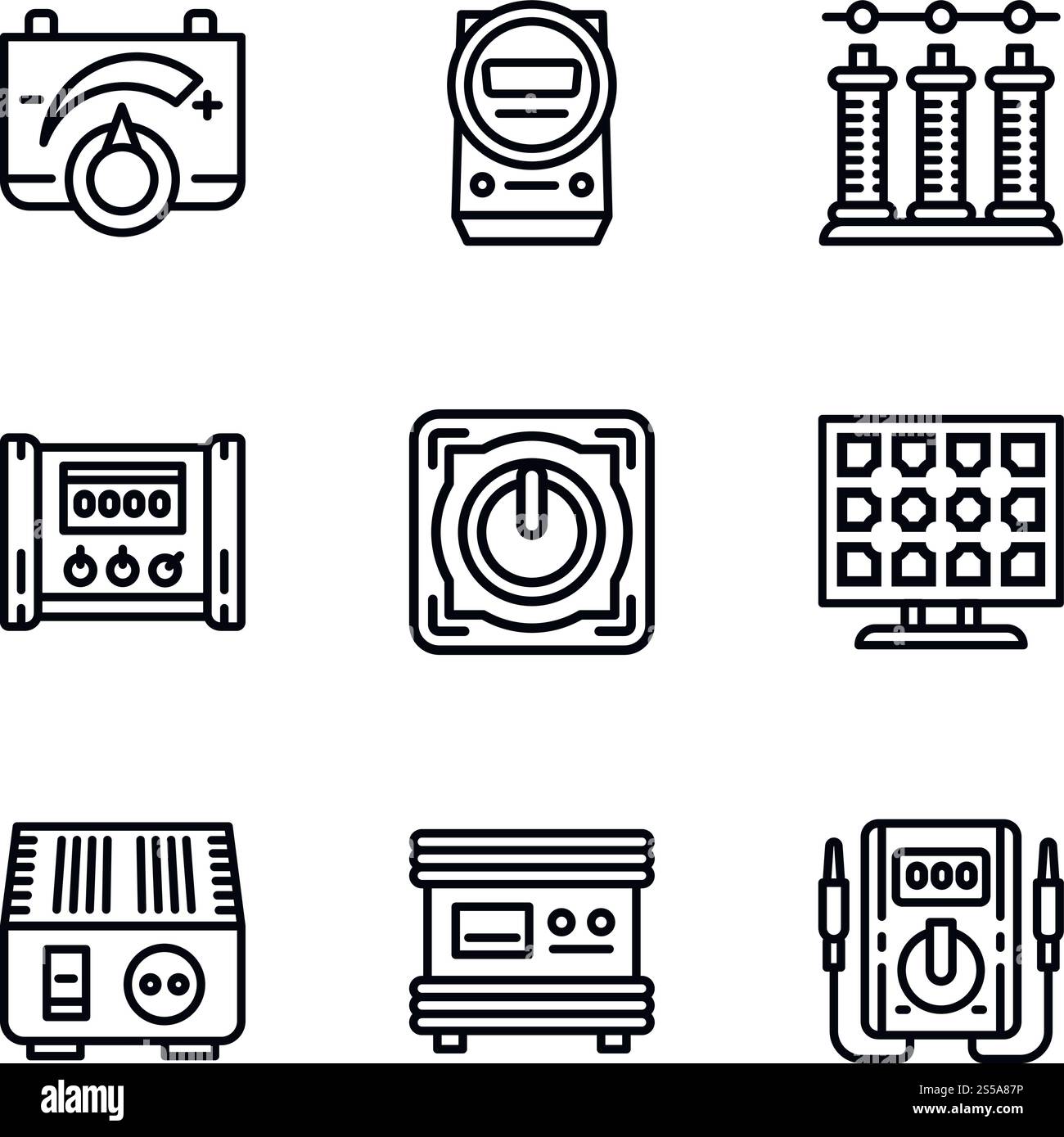 Solar energy convertor icon set. Outline set of 9 solar energy ...