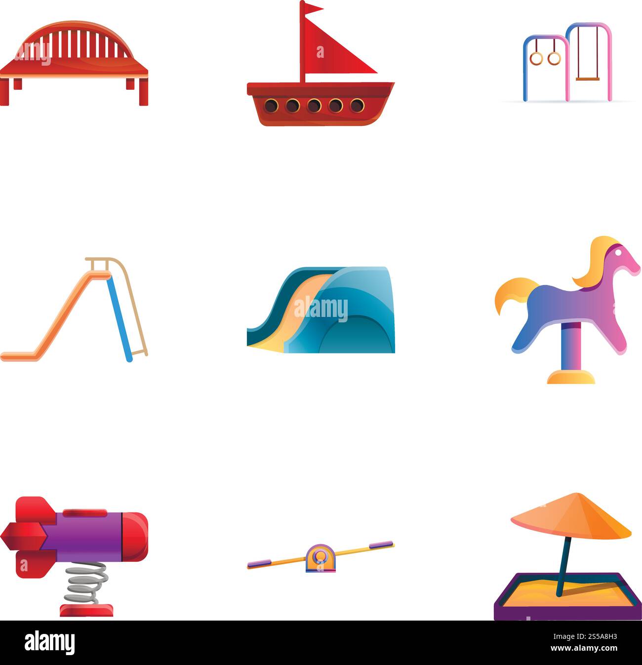 Kindergarten icon set. Cartoon set of 9 kindergarten vector icons for ...