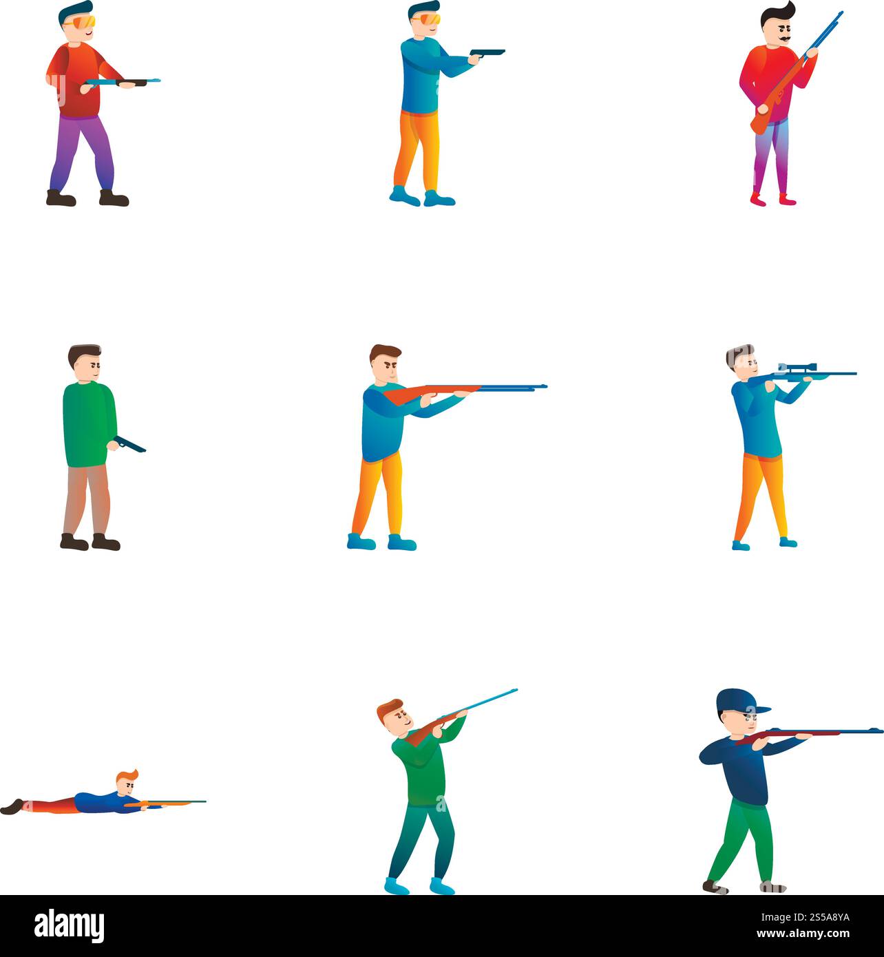 Shooter icon set. Cartoon set of 9 shooter vector icons for web design ...