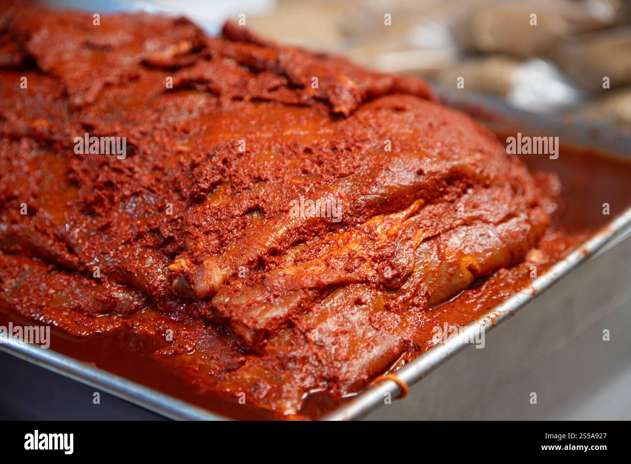 Cecina from Oaxaca. Mexican sliced cured pork or beef meat from Oaxaca ...