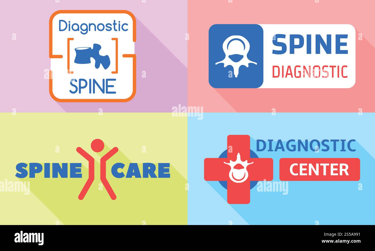 Spine care logo set. Flat set of spine care vector logo for web design ...