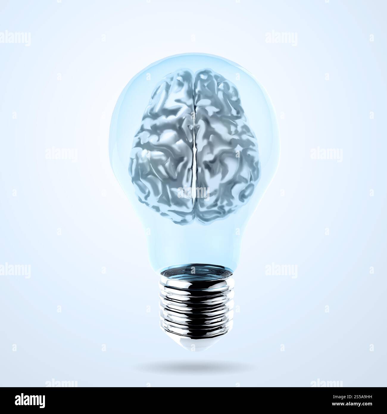 3d metal human brain in a lightbulb as creative concept Stock Photo - Alamy