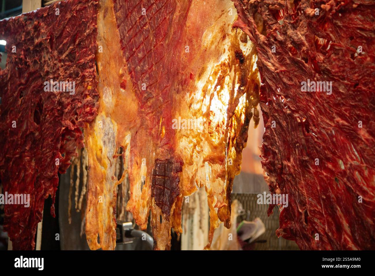 Cecina from Oaxaca. Mexican sliced cured pork or beef meat from Oaxaca ...