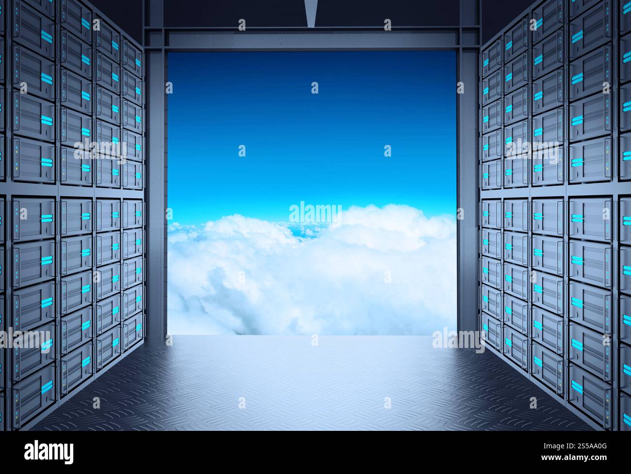 3d network server room and cloud outside as concept Stock Photo - Alamy