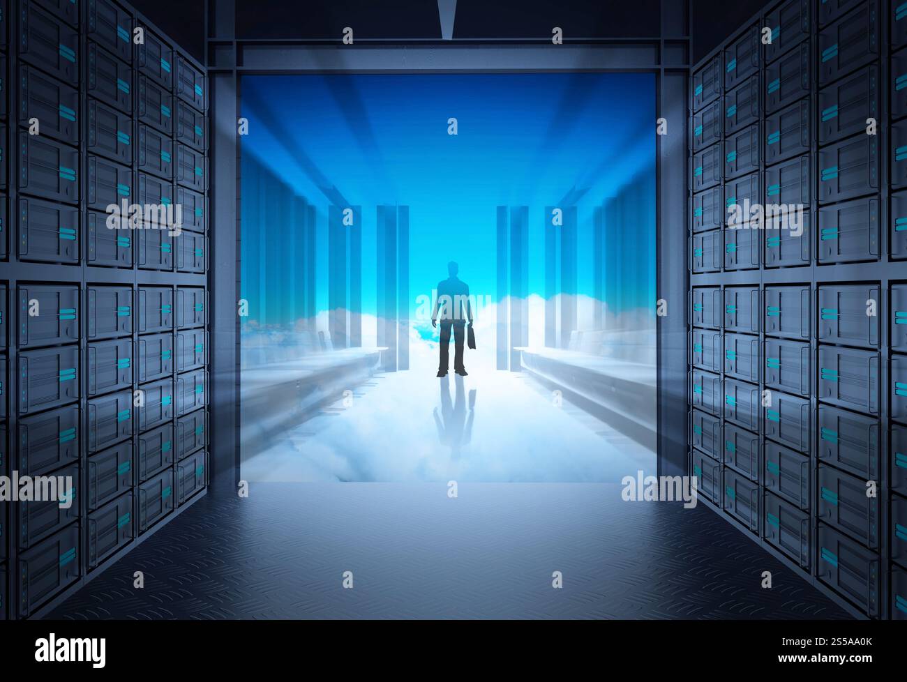 3d network server room and cloud outside as concept Stock Photo - Alamy