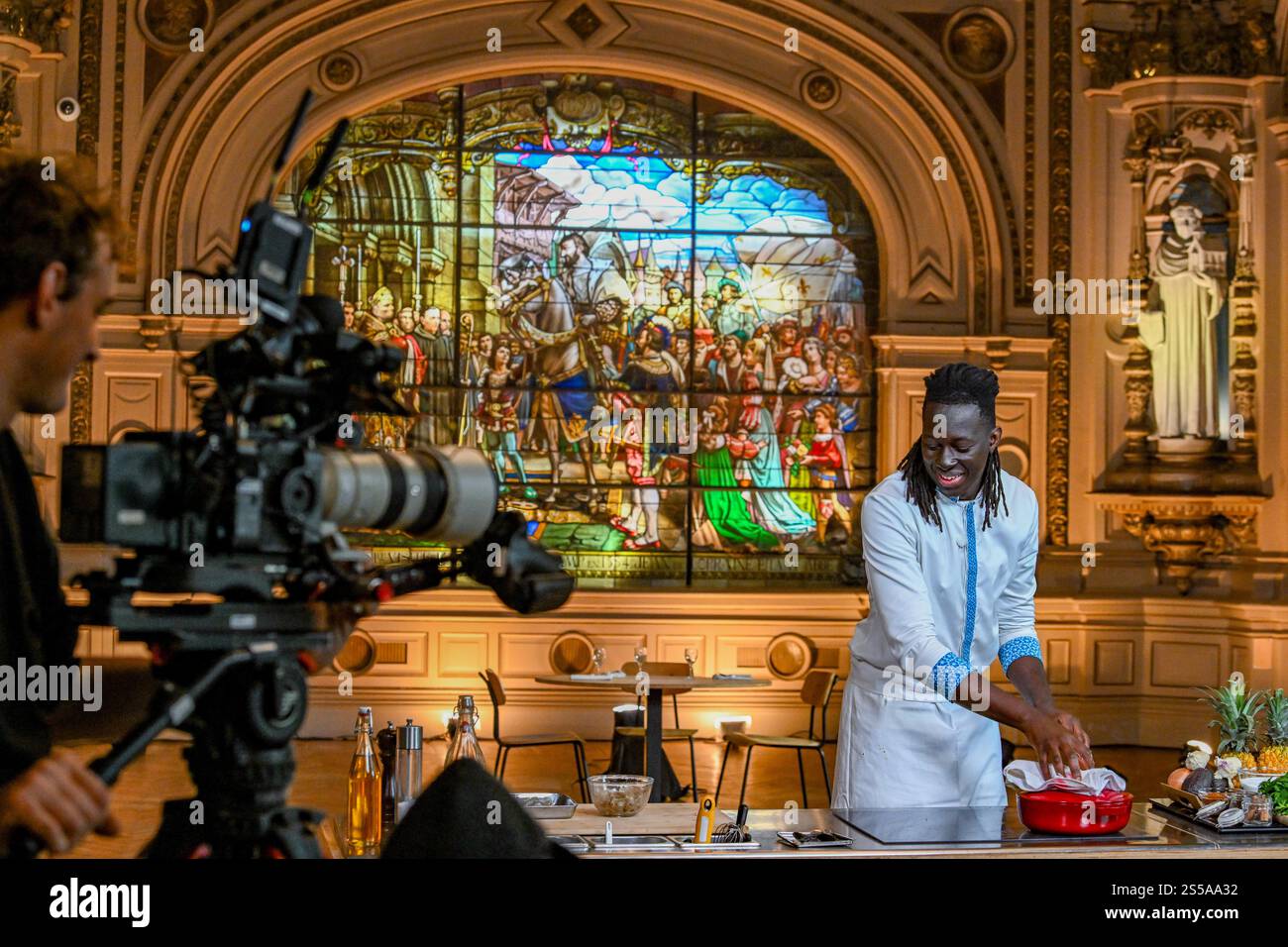 Palais Bénédictine in Fécamp (northern France), February 3, 2024: chef ...