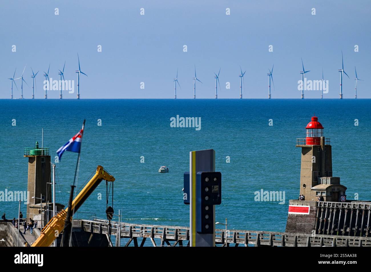 Fécamp (Normandy, northern France): view of the Fecamp Offshore Wind ...