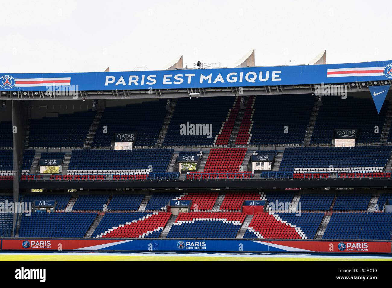 Paris (France): the Parc des Princes stadium. View of the empty stands ...