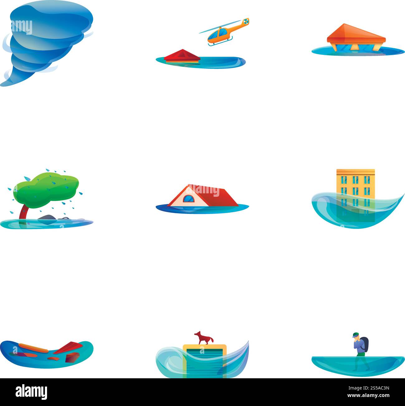 Cataclysm icon set. Cartoon set of 9 cataclysm vector icons for web ...