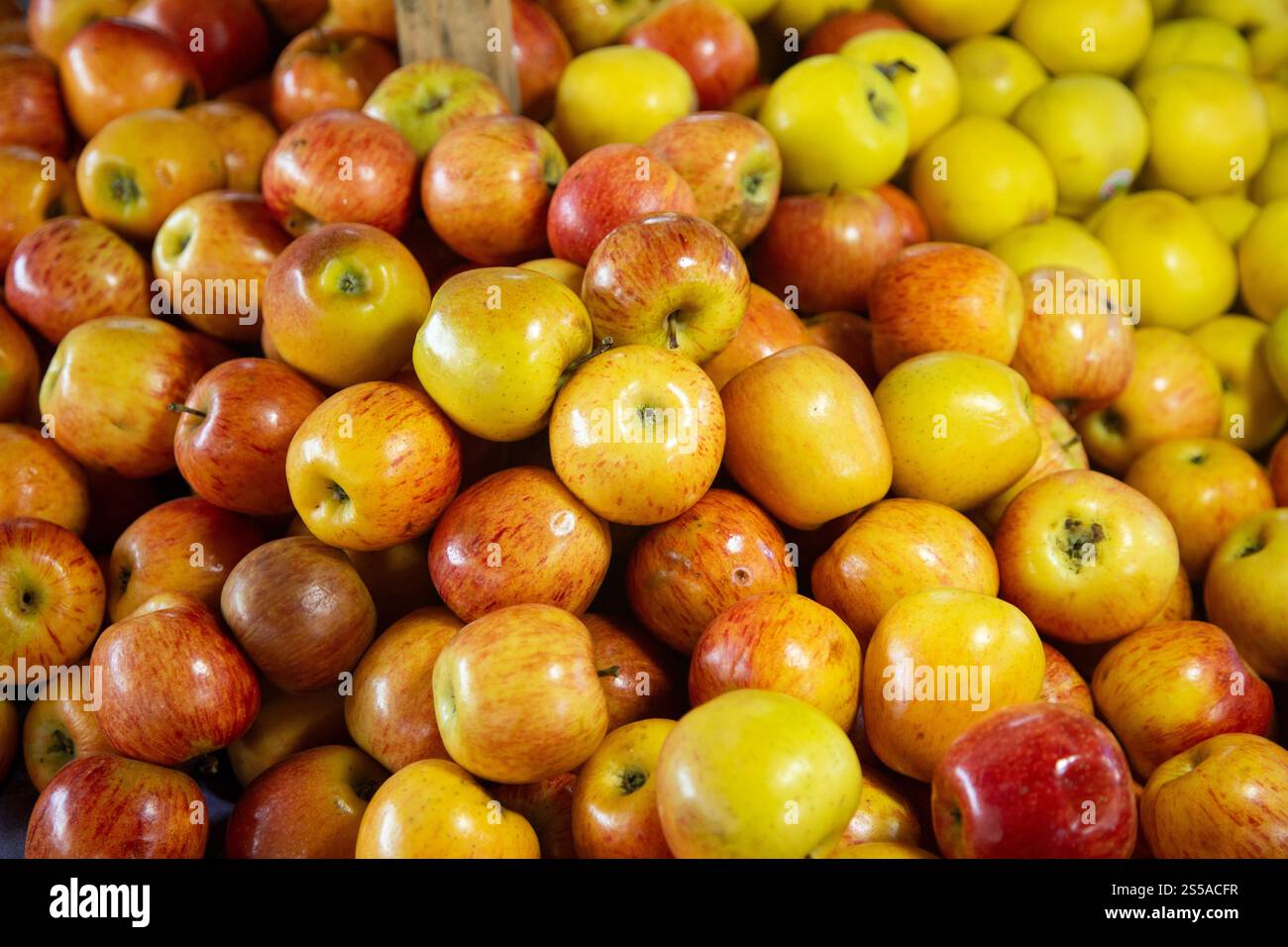 Fresh apple stall at the Abastos market in Oaxaca, Mexico Stock Photo ...