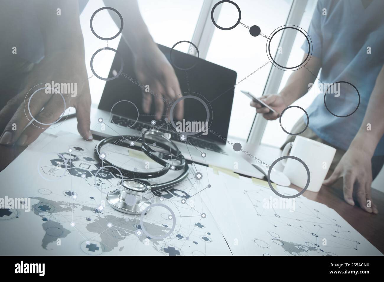 team doctor working with laptop computer in medical workspace office ...