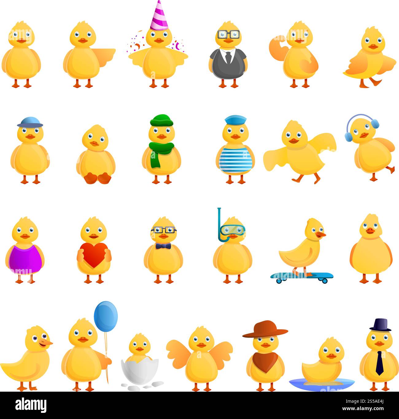 Duck icons set. Cartoon set of duck vector icons for web design. Duck icons set, cartoon style ...