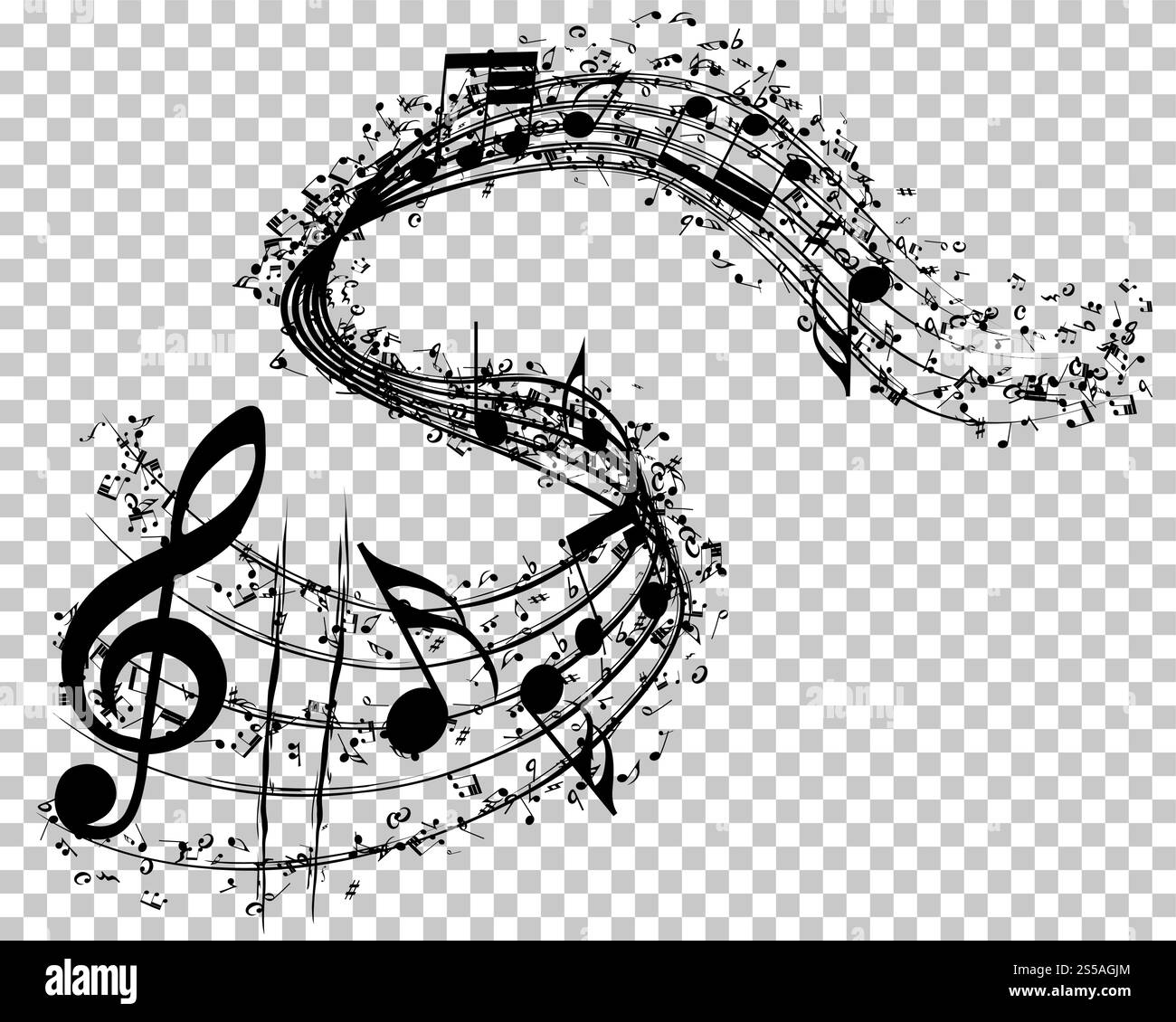 Musical Notes Background. Transparency Grid Design. Vector Illustration ...
