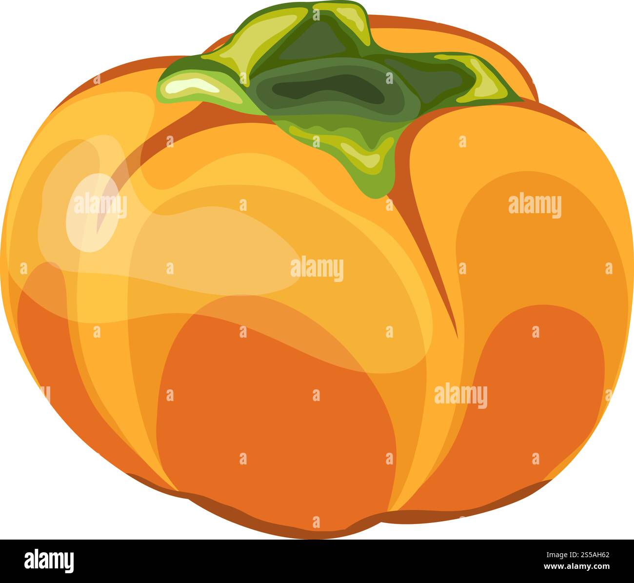 Fresh Persimmon. Cartoon Glossy Design. Vector Illustration Stock ...