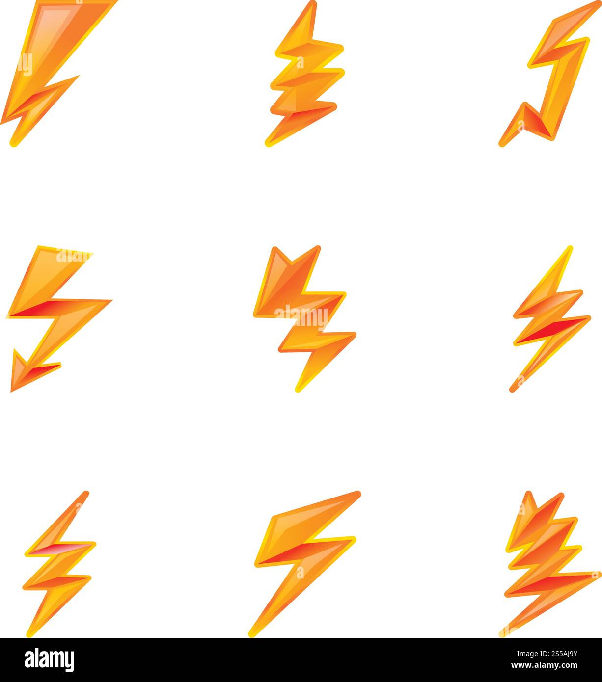 Electric lightning bolt icon set. Cartoon set of 9 electric lightning ...