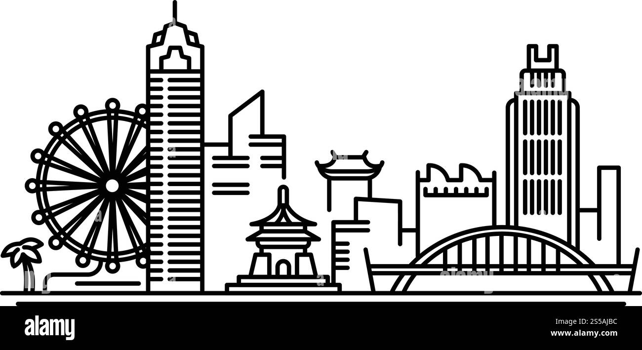 Asian taipei concept background. Outline illustration of asian taipei ...