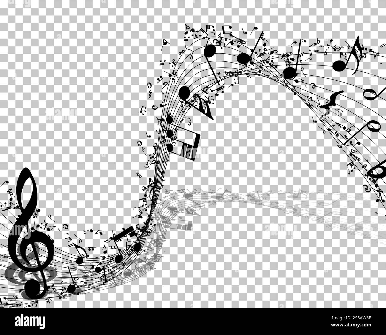 Musical Notes Background. Transparency Grid Design. Vector Illustration ...
