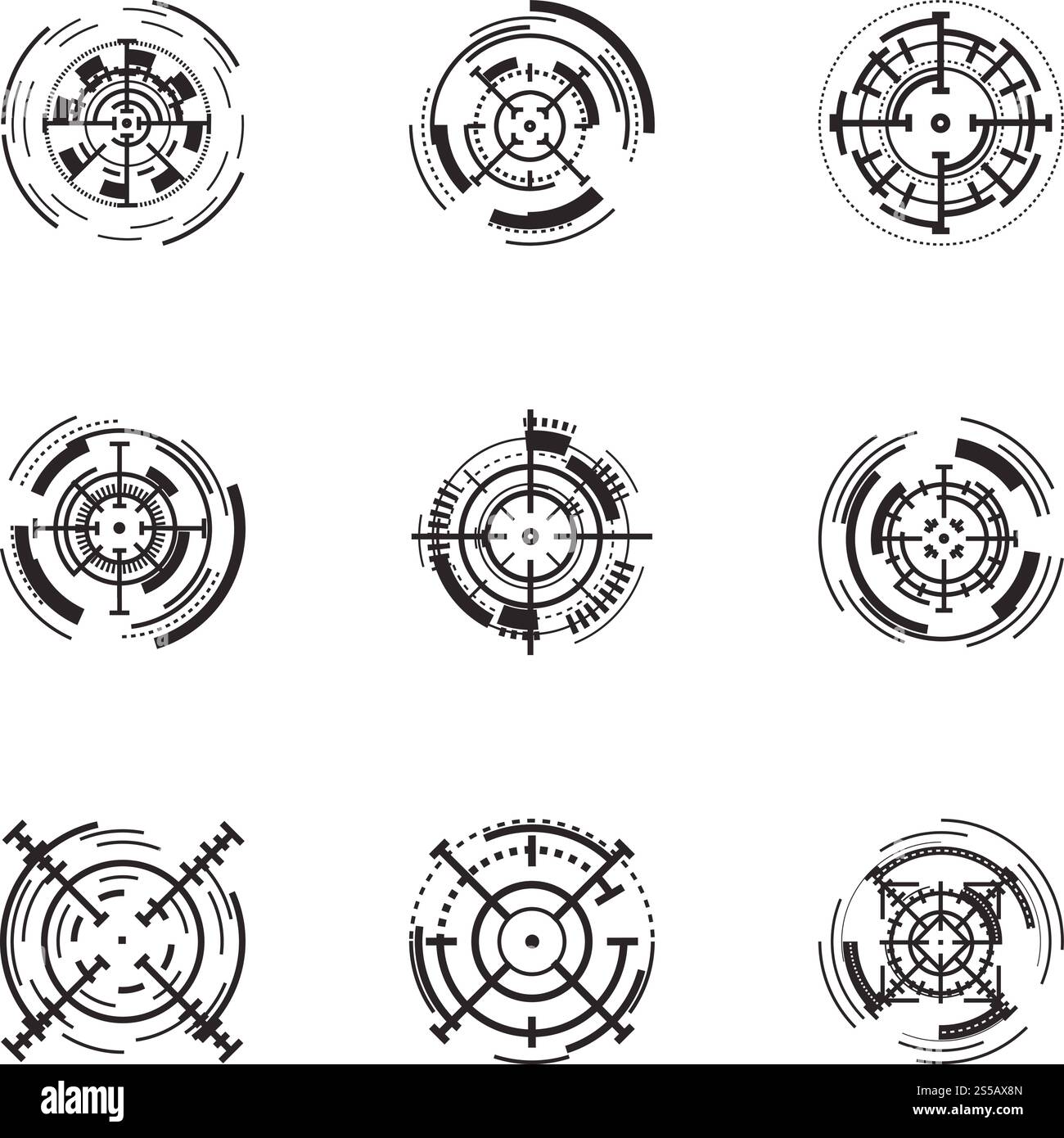 Target icon set. Simple set of 9 target vector icons for web design ...