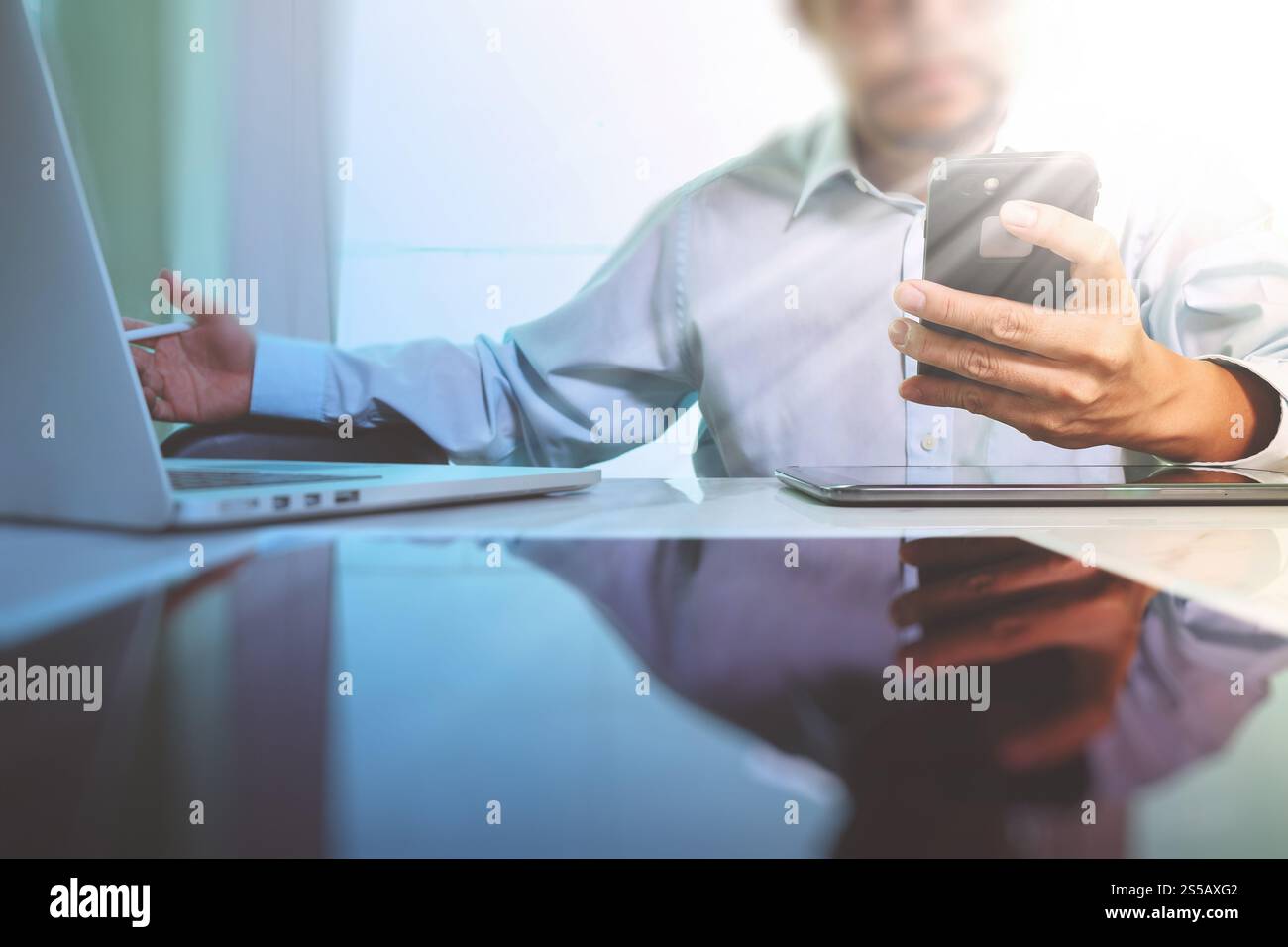 usiness concept.Businessman working stock exchange project modern ...