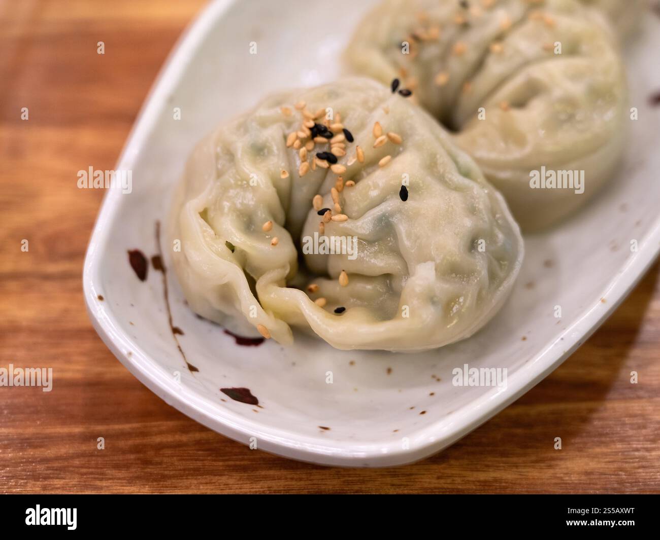 Delicious steamed round shaped dumplings in South Korea, traditional ...