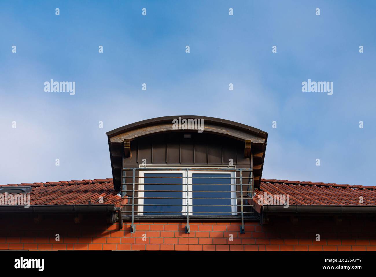 Rooftop features a distinctive architectural design with a small ...